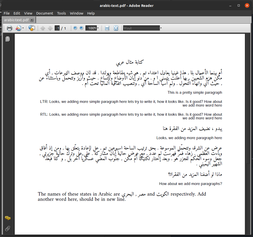 Write Arabic Text In Go With UniPDF UniDoc